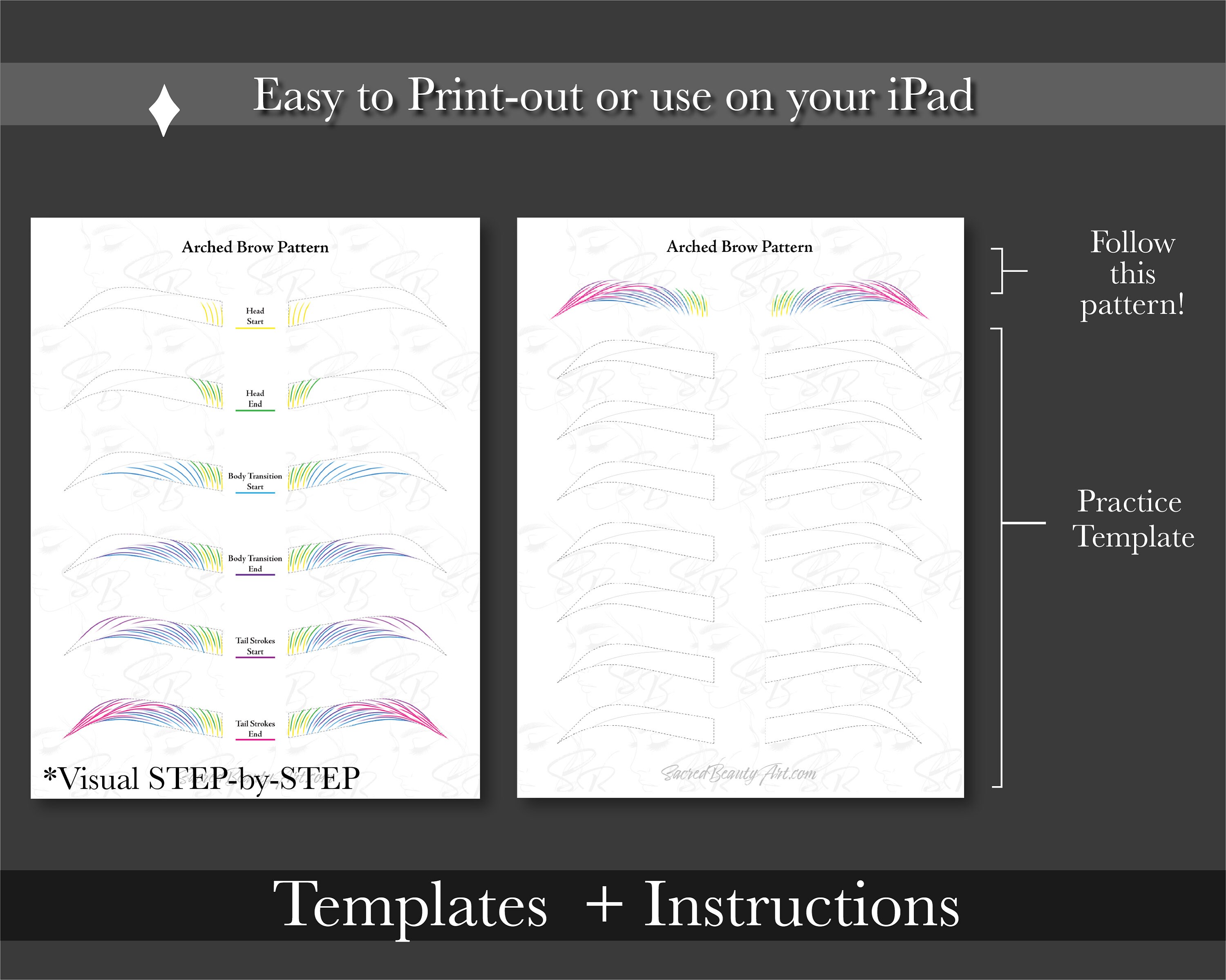 Microblading Training Tools, Brow Shape Stroke Patterns, Nano Blade ...