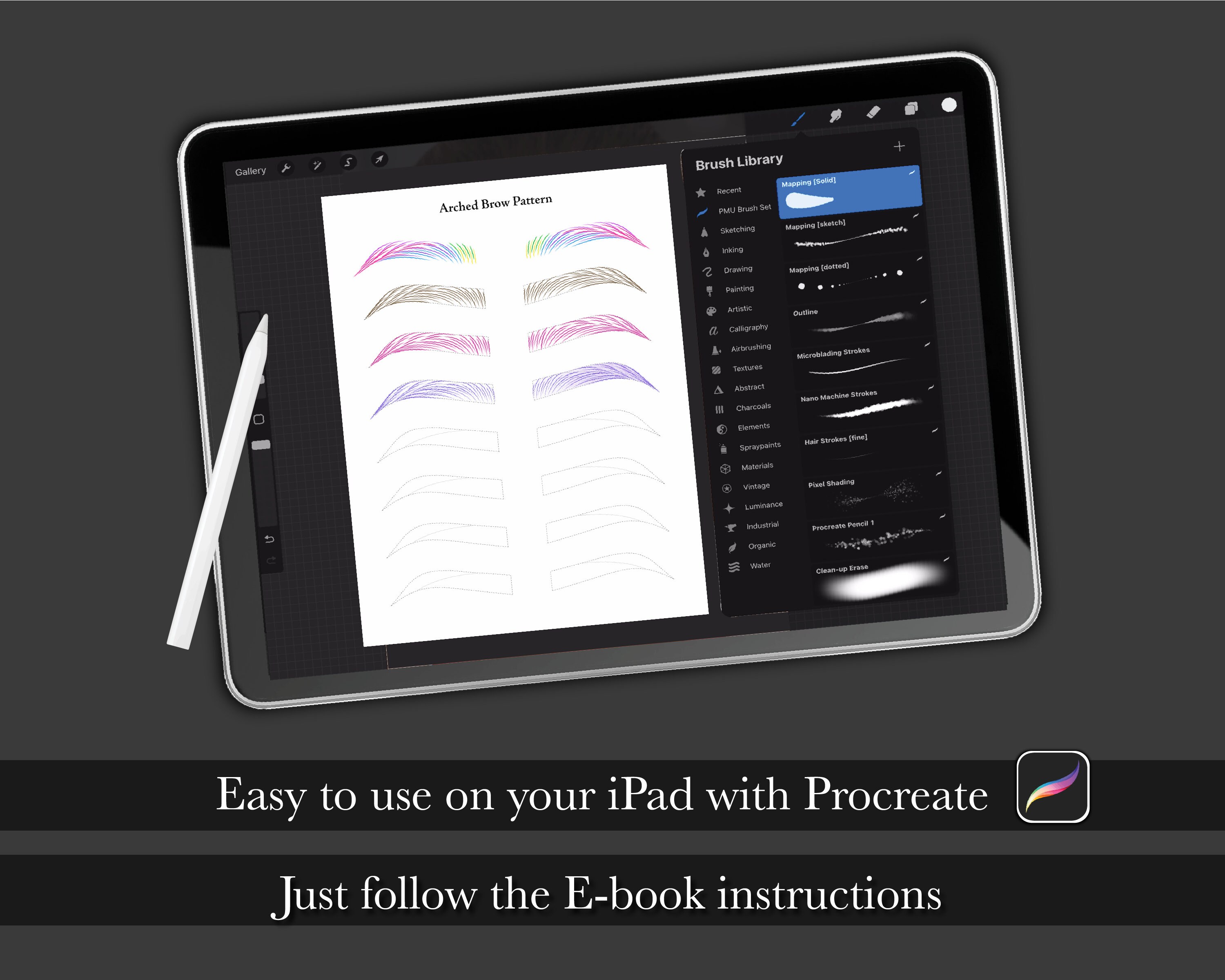 Stroke Patterns for Microblading Using Procreate, Practice Different ...