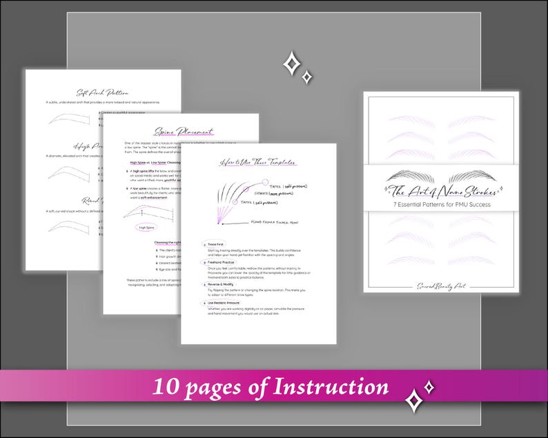 Nano Brow Stroke Patterns: PMU Practice Guide With E-book (PDF Print ...