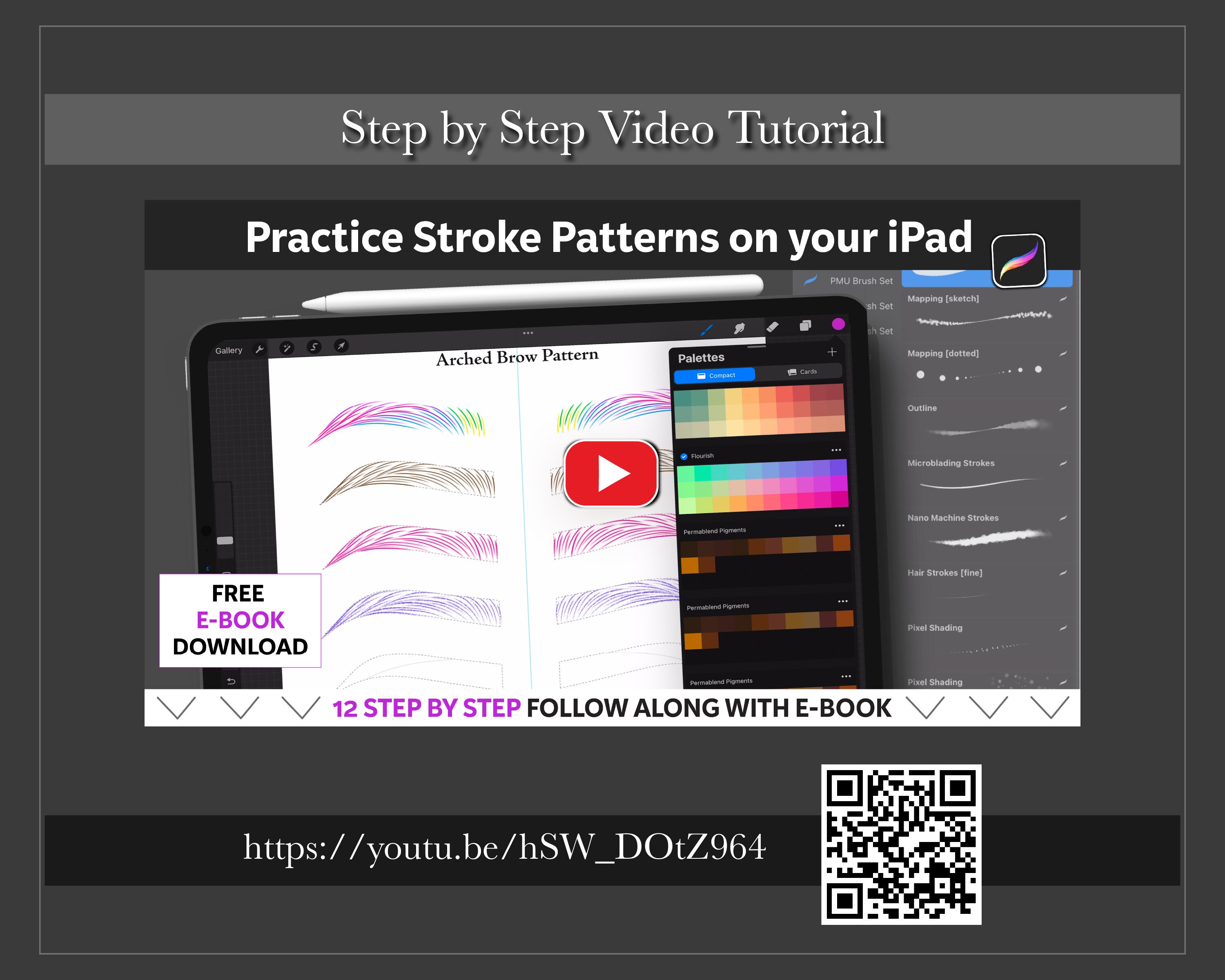 Stroke Patterns for Microblading Using Procreate, Practice Different ...