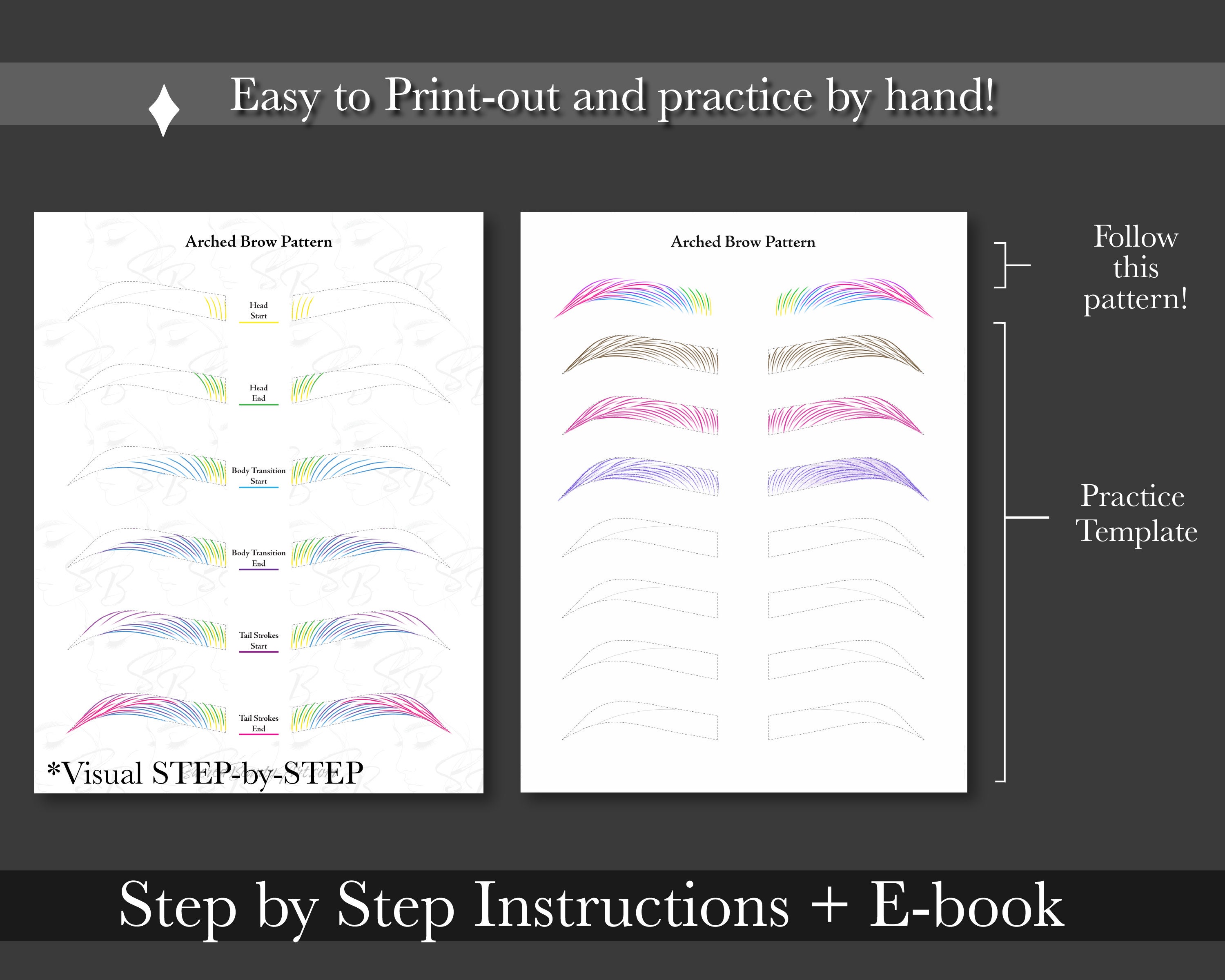 Stroke Patterns for Microblading Using Procreate, Practice Different ...