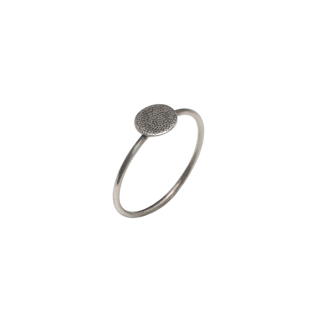 Circle Ring Silver, Disc Ring, Stamped Ring, Oxidized Silver Ring, Cute ...