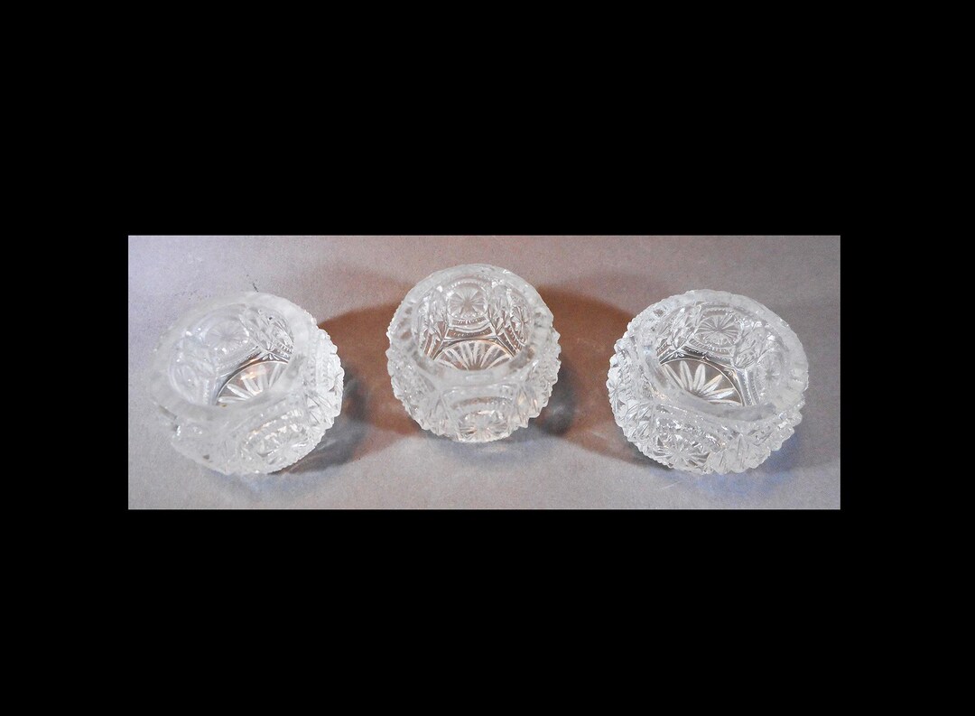 Set of 3 Antique Vintage EAPG Open SALT CELLARS Bryce Higbee Medallion ...