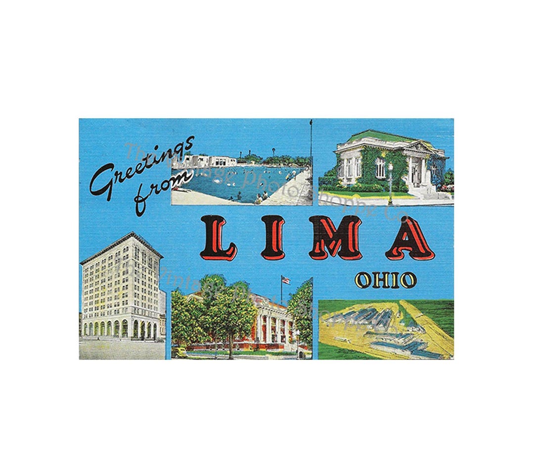 LIMA OHIO GREETINGS From - Vintage Linen Postcard Digital Download ...