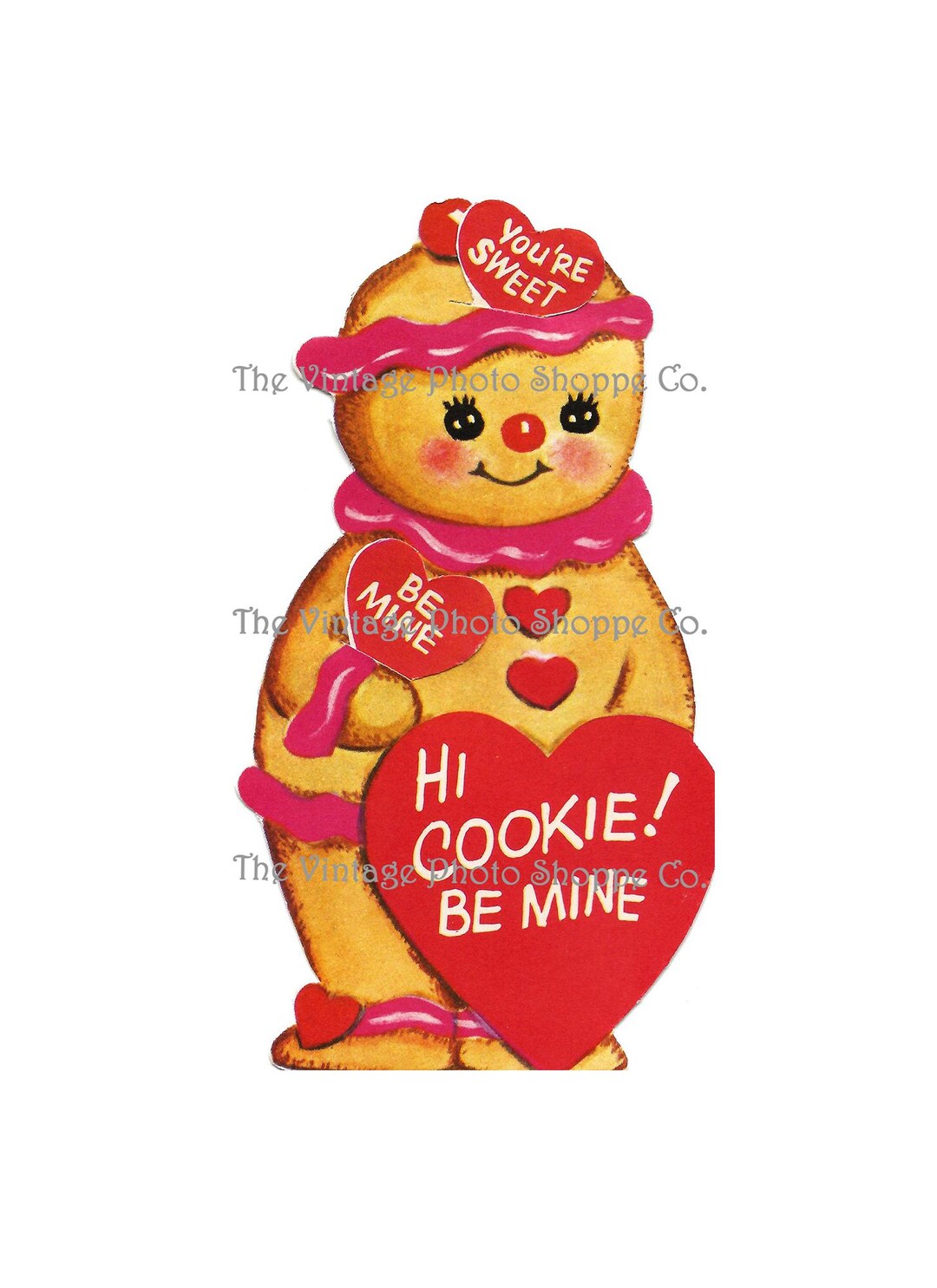 Digital Download PRINTABLE Vintage Valentine Card Gingerbread Man Mid ...