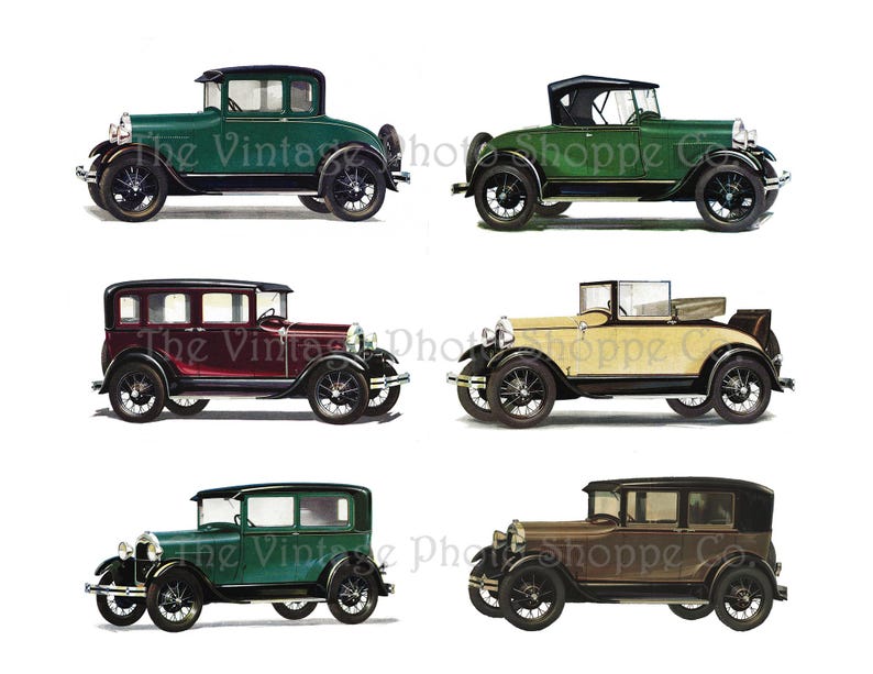 Set of 6 Ford Model A Classic Car Original VINTAGE Scans From Original ...