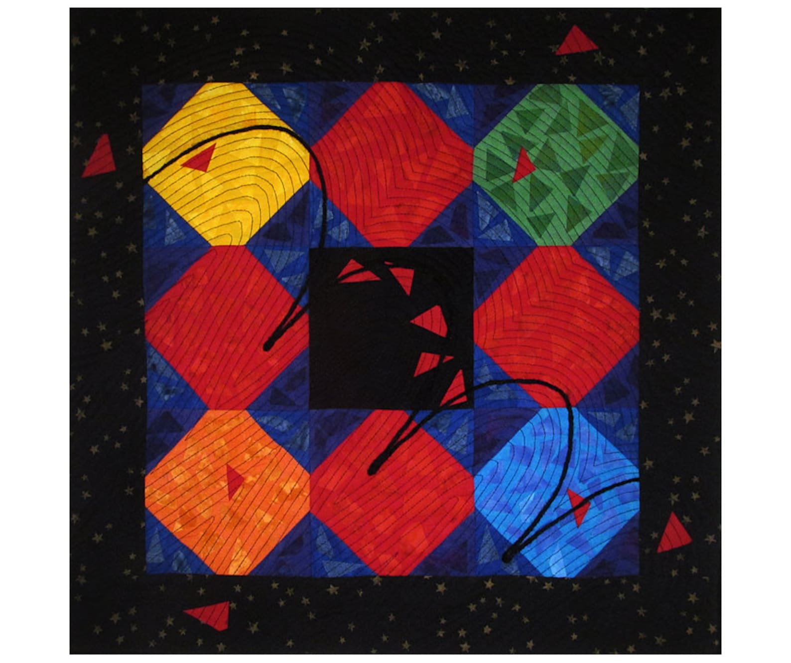 Colorful Abstract Art Quilt Fabric Wall Hanging Fiber Art - Etsy