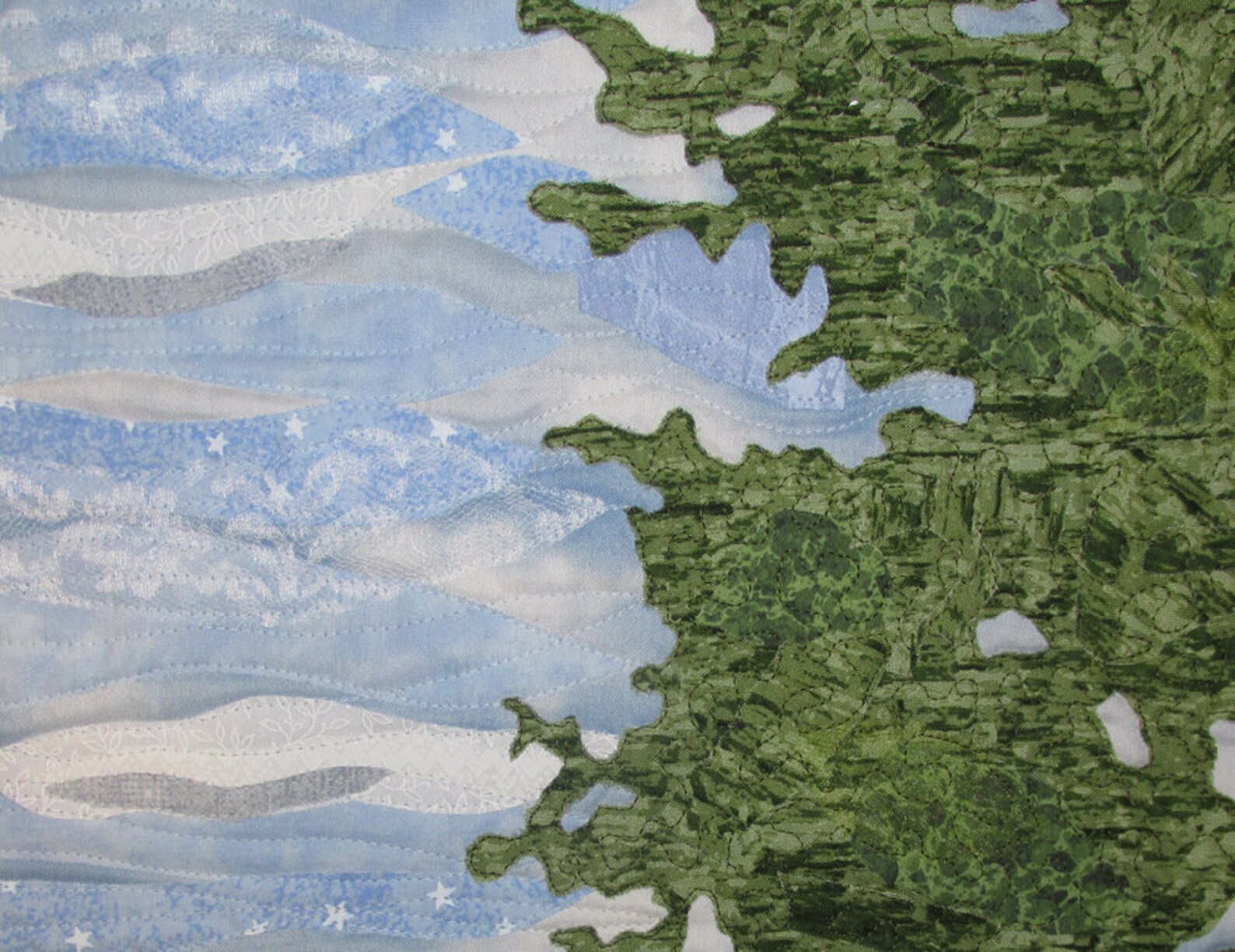 Large Landscape Art Quilt, Fabric Wall Hanging, Fiber Art, Sky, the ...