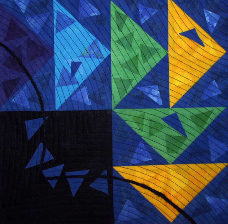 Colorful Abstract Art Quilt, Fabric Wall Hanging, Fiber Art ...