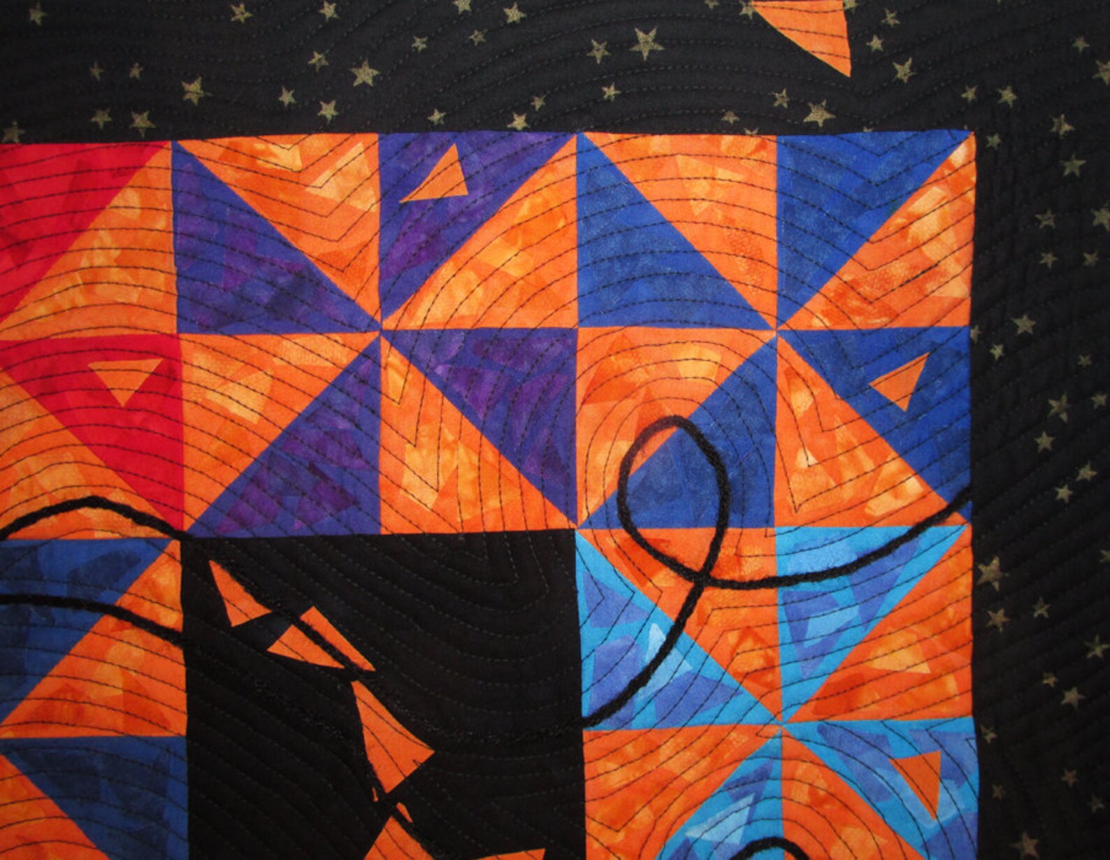 Colorful Abstract Art Quilt, Fabric Wall Hanging, Fiber Art ...