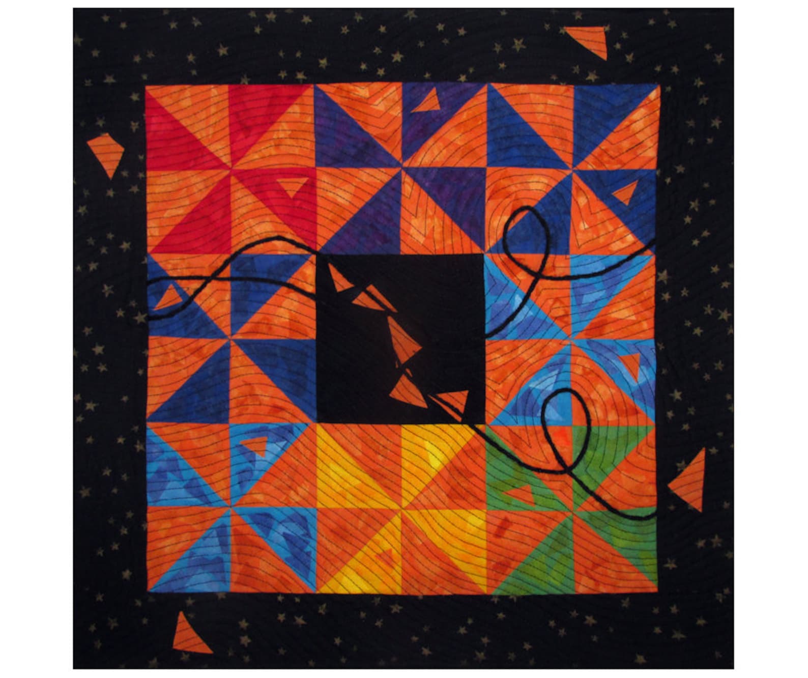 Colorful Abstract Art Quilt, Fabric Wall Hanging, Fiber Art ...