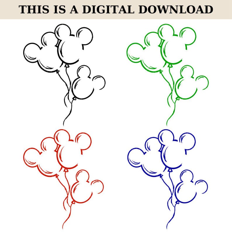 Mickey Mouse Balloon SVG Bundle: Birthday Clipart (digital Download) - Etsy
