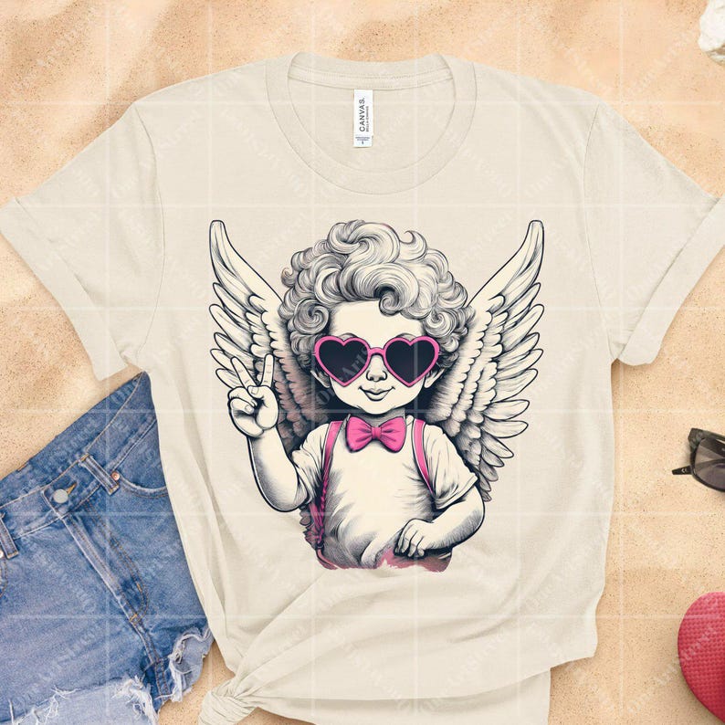 Retro Cupid Valentine Blowing Bubble PNG, Vintage Valentines Day Png ...