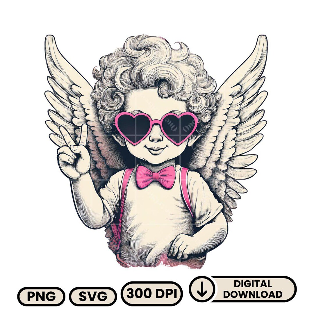 Retro Cupid Valentine Blowing Bubble PNG, Vintage Valentines Day Png ...