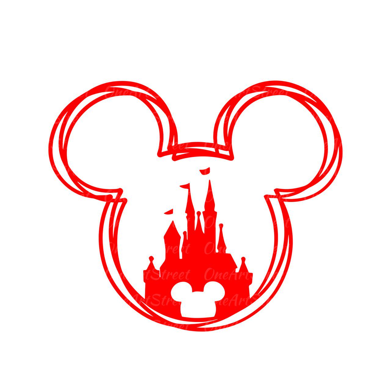 Mickey and Minnie Castle Sketch PNG: His and Hers Design (digital File ...