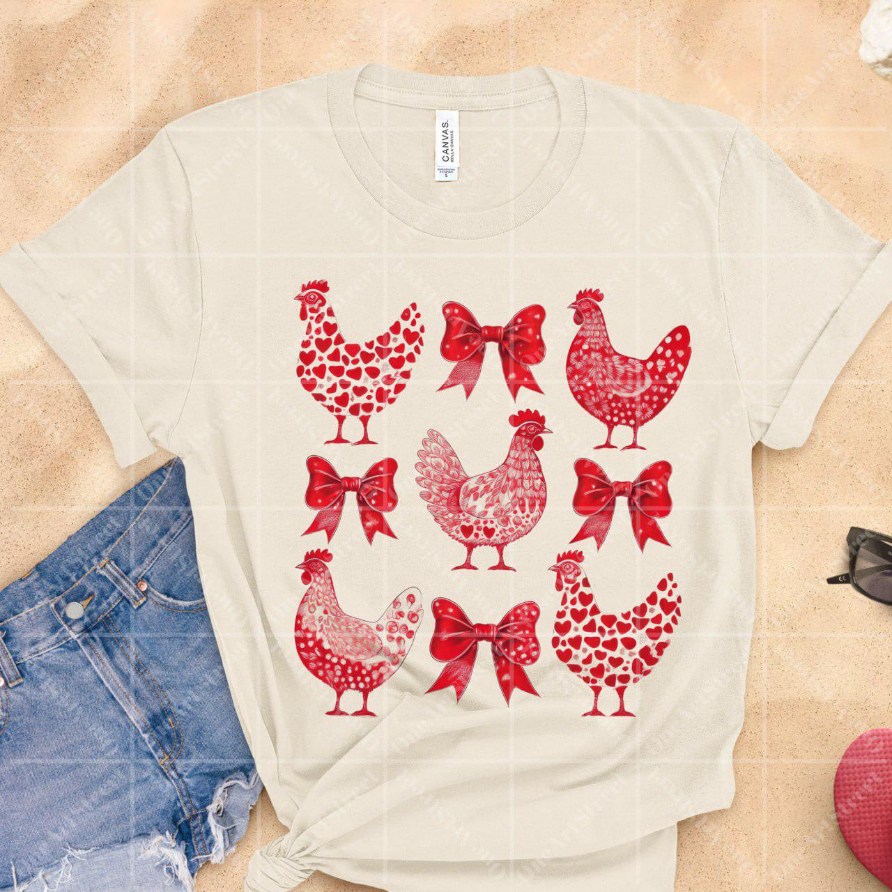 Coquette Chicken Valentine PNG: Heart Bow Clipart (digital Download) - Etsy