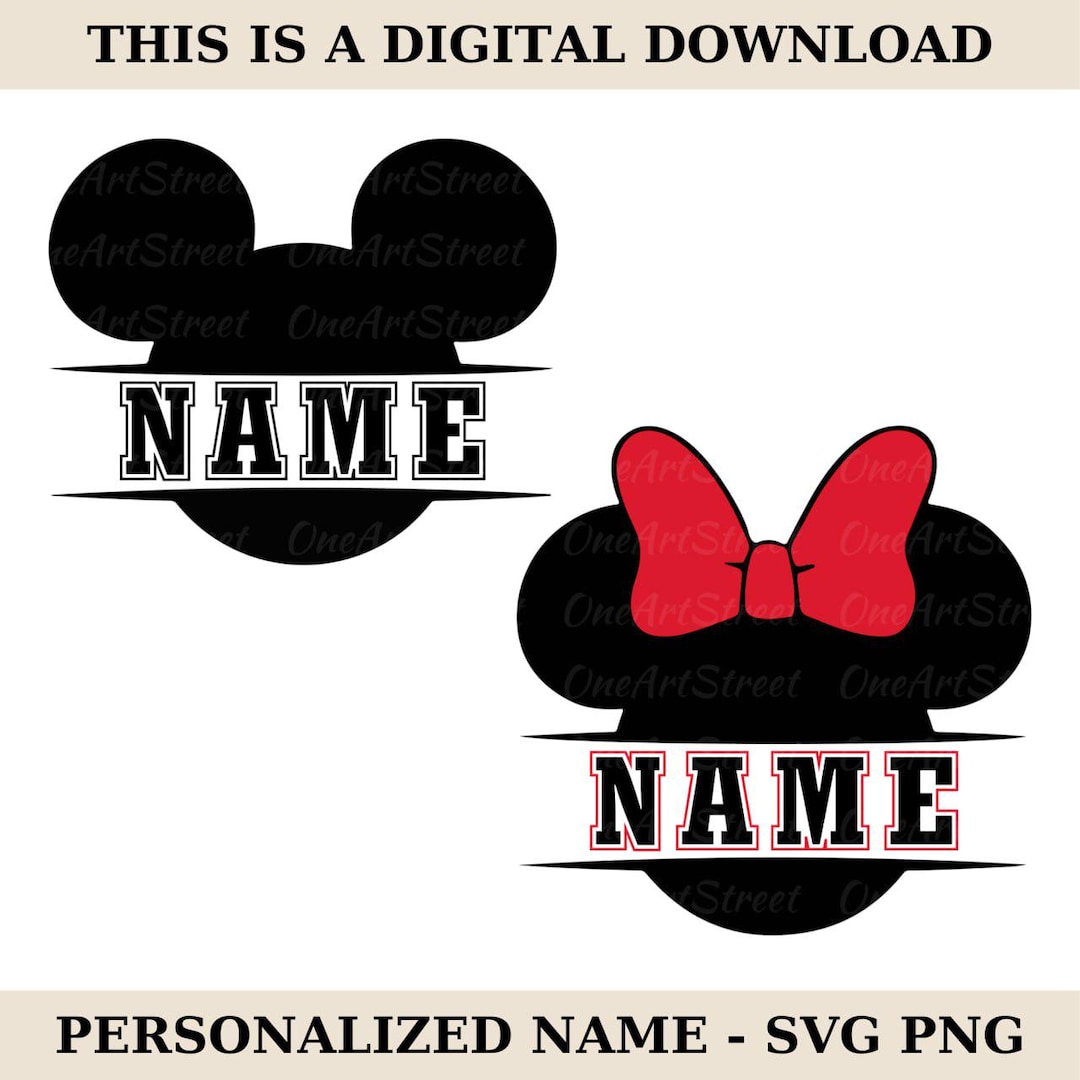 Personalized Disney Name SVG PNG, Custom Mickey Minnie Mouse Head ...