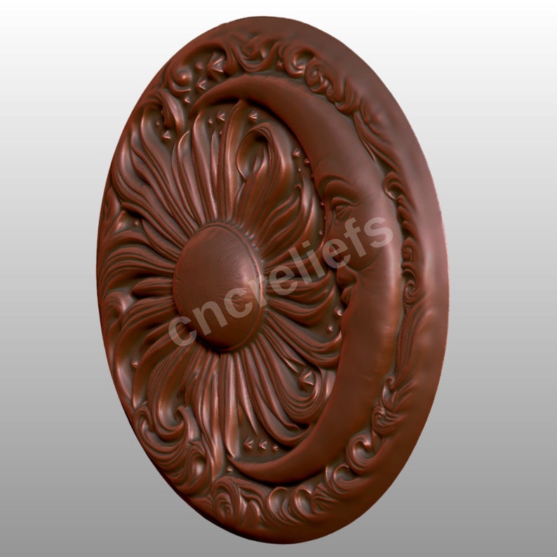 Celestial Sun and Moon 3D Model STL File for CNC Carving & 3D Printing ...