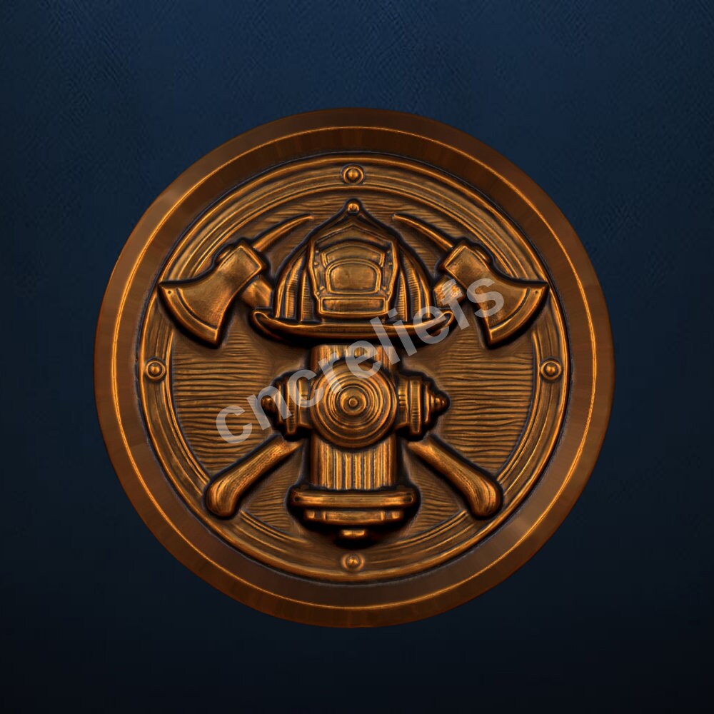 Firefighter Emblem 3D Model STL File for CNC Carving & 3D Printing ...