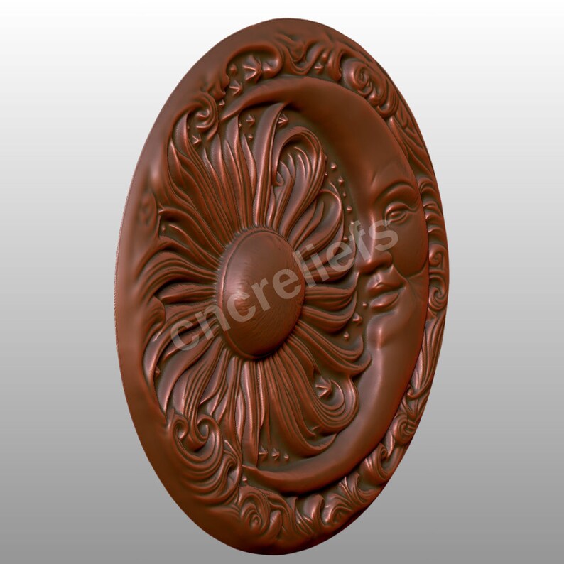 Celestial Sun and Moon 3D Model STL File for CNC Carving & 3D Printing ...