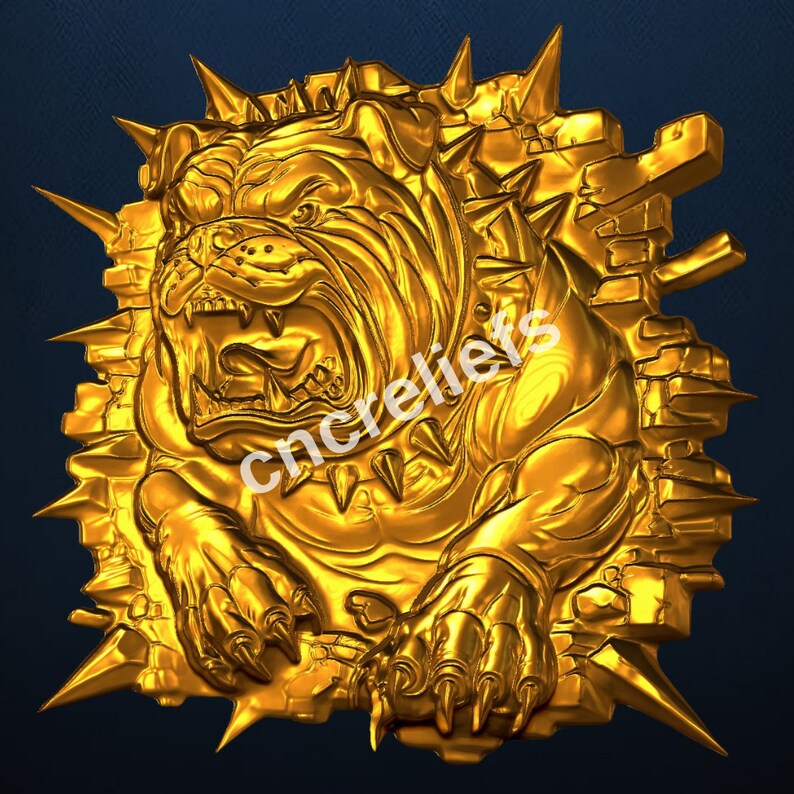 Aggressive Bulldog Bas-relief STL File for CNC Carving, Engraving, and ...