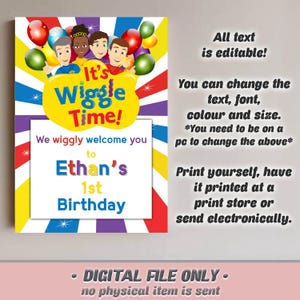 Wiggles Welcome Sign, Editable Birthday Poster, Wiggly Party Decoration ...