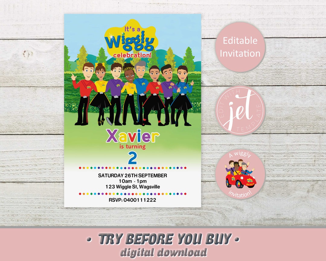 Wiggles Invitation, Personalised Birthday Party Invitation, Editable ...