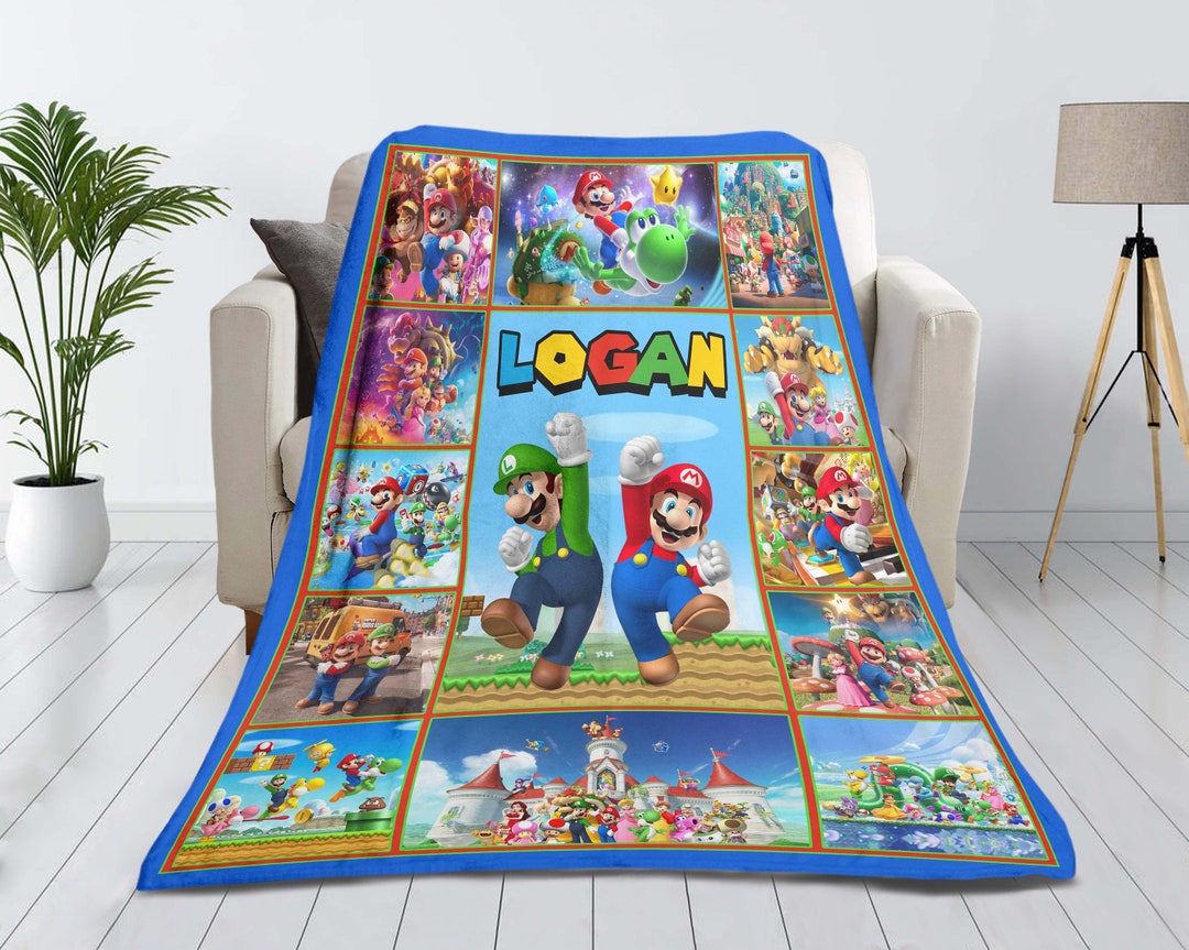 Super Mario Bros Blanket, Personalised Kids Bedding, Custom Blanket ...