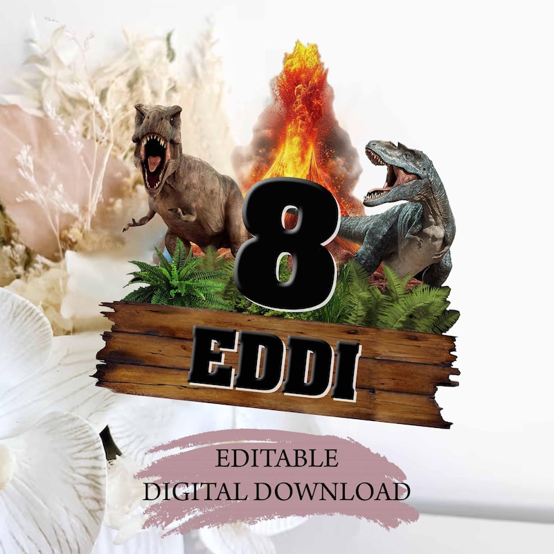 Dino Volcano Cake Topper - Etsy