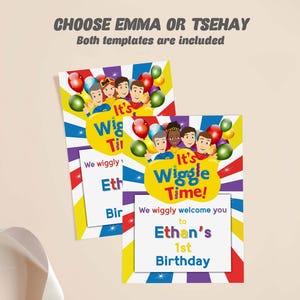 Wiggles Welcome Sign, Editable Birthday Poster, Wiggly Party Decoration ...