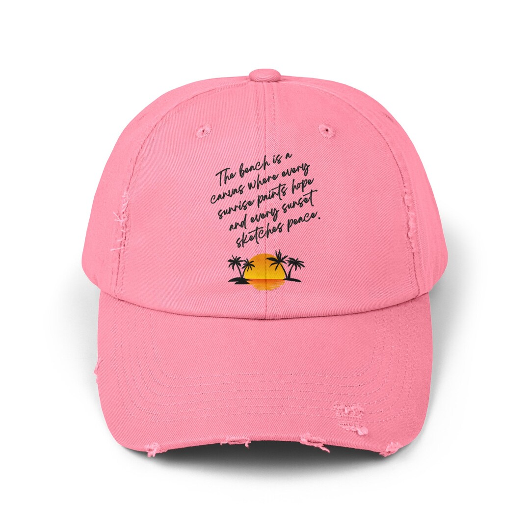 Beach Hat for Beach Lovers Hat Beach Canvas Quote Hat for Sunrise ...