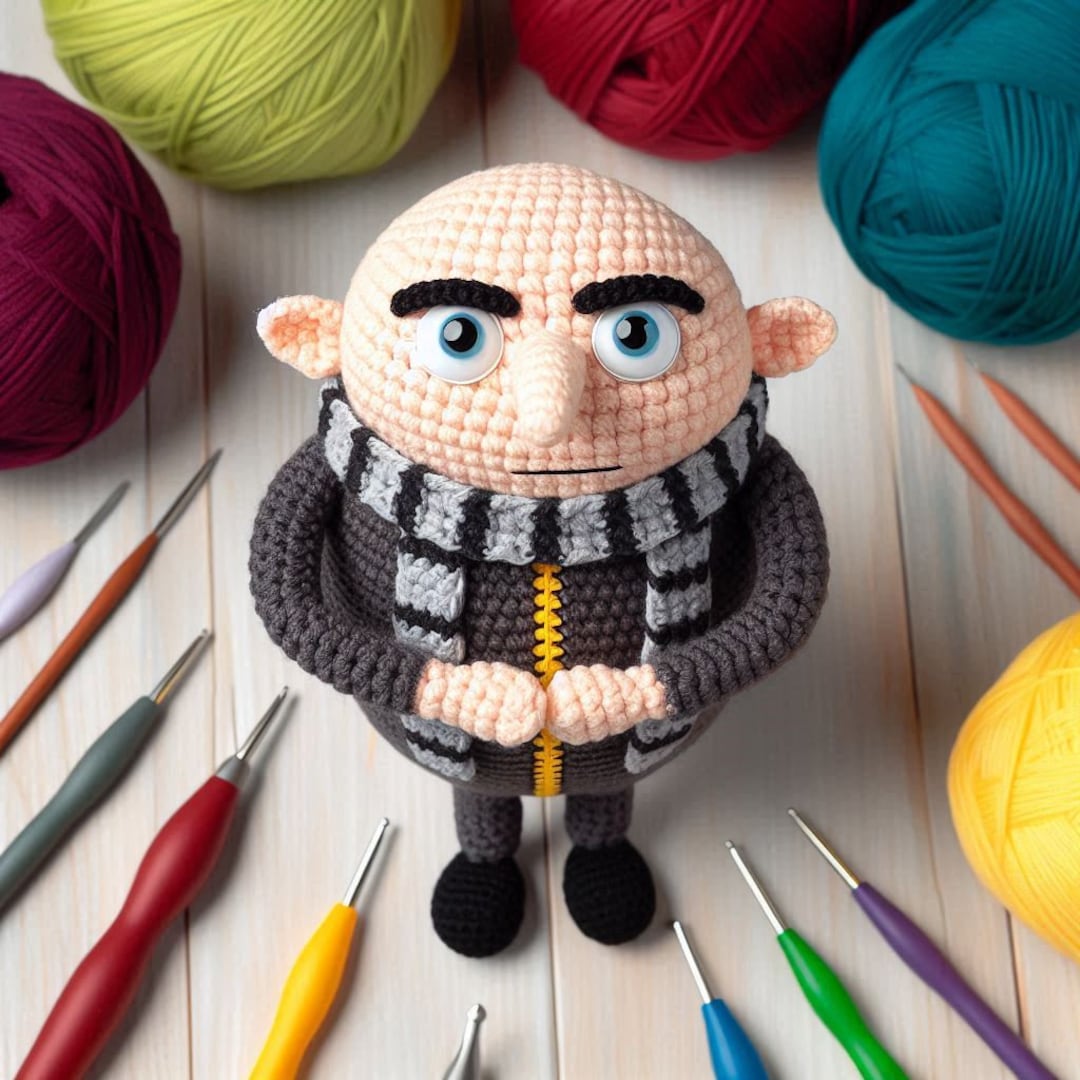 Crocheted Gru Figurine - Etsy