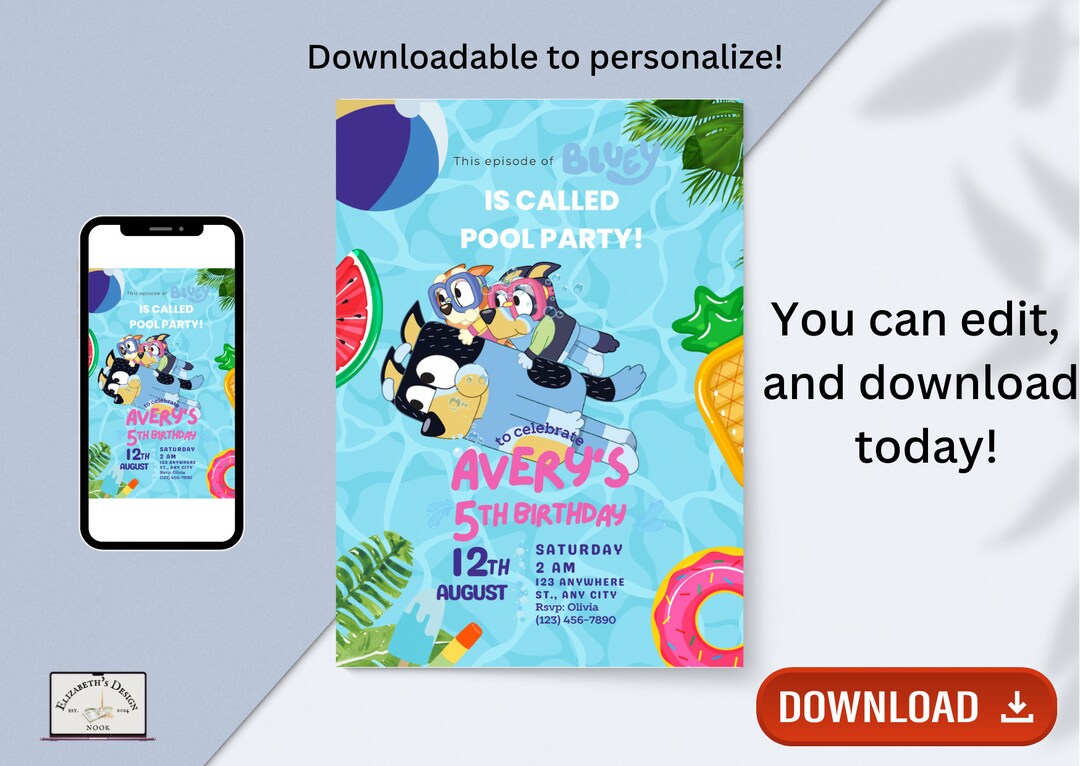 Bluey Pool Party - Etsy