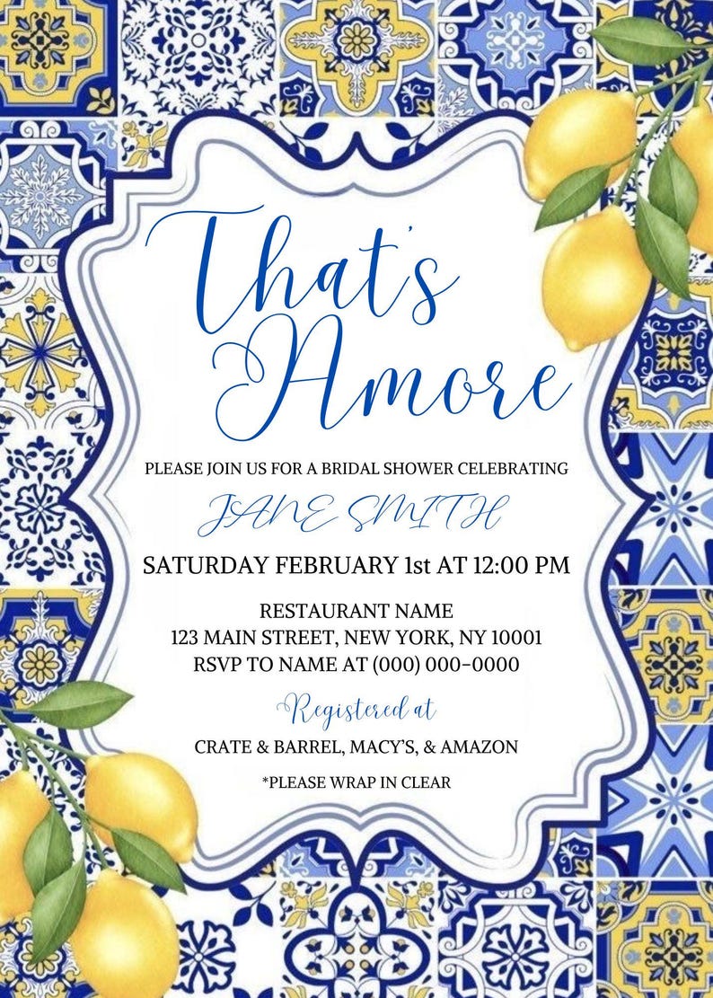 Amalfi Coast Invitations, Mediterranean Theme Invitations, Bridal ...