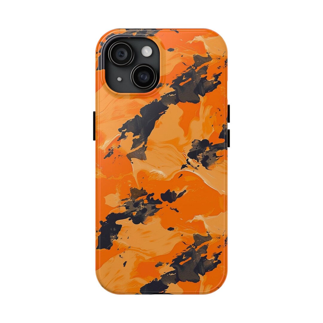 Tough Phone Case Orange Camouflage Military Phone Case, Splatter Camo ...