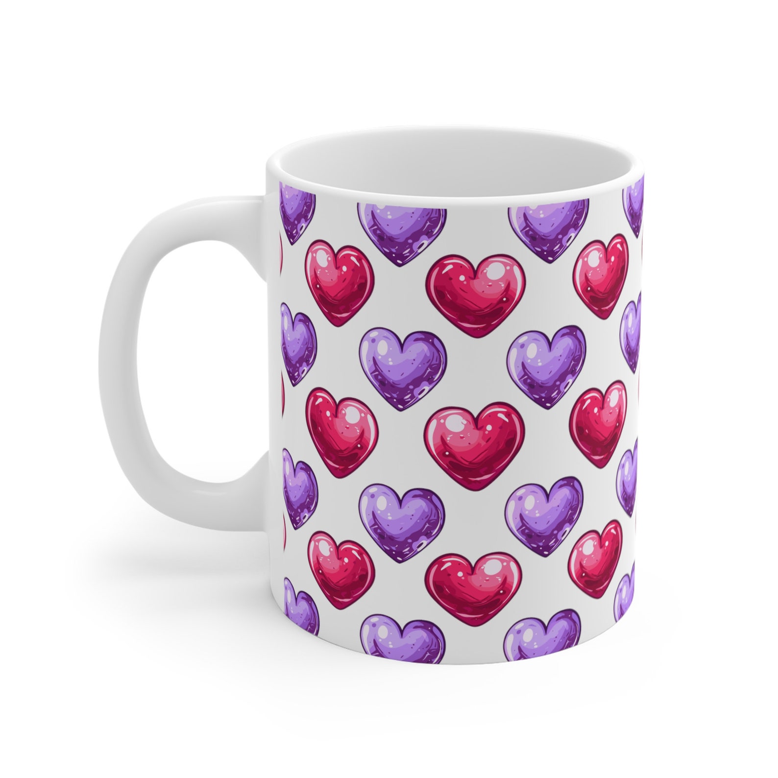 Mug 11oz Mothers Day Gift, Heart Pattern Mug, Romantic Love Graphic ...