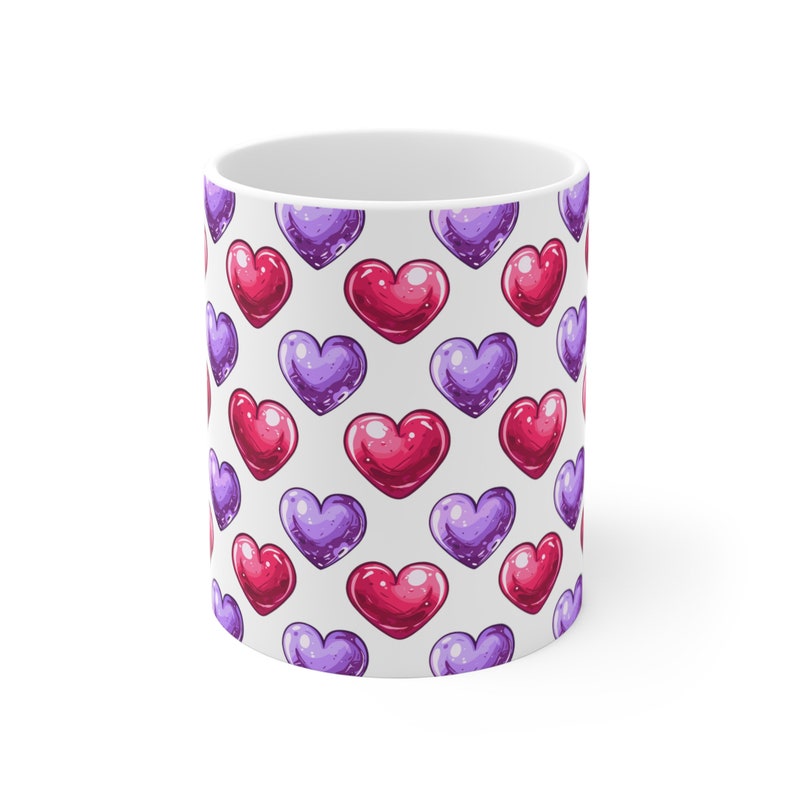 Mug 11oz Mothers Day Gift, Heart Pattern Mug, Romantic Love Graphic ...