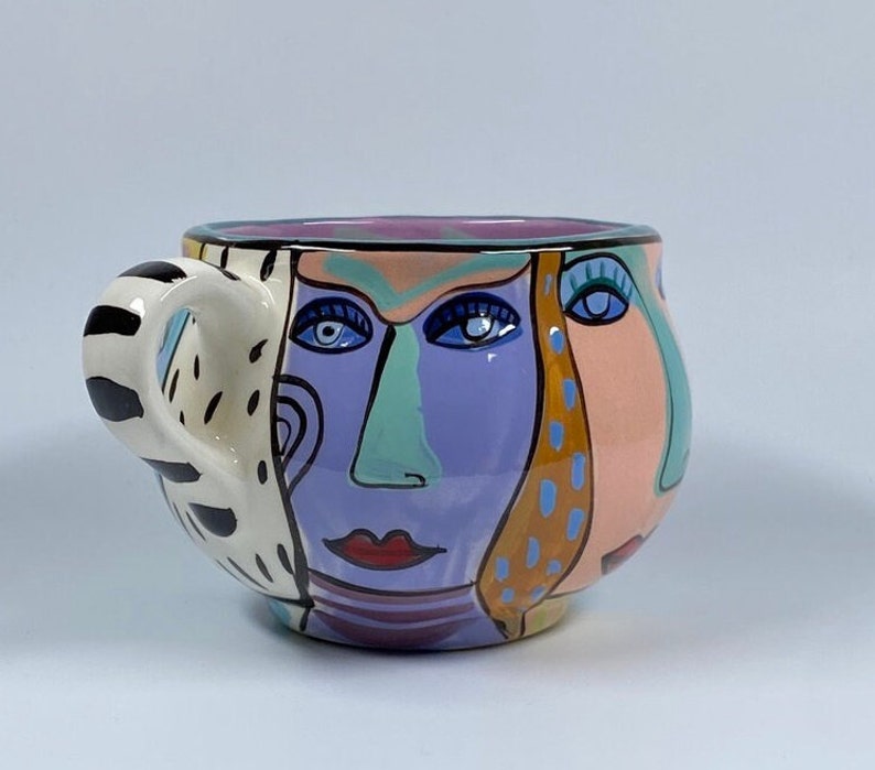Vintage Wendy Ide Williams Postmodern Studio Ceramic Faces Mug - Etsy