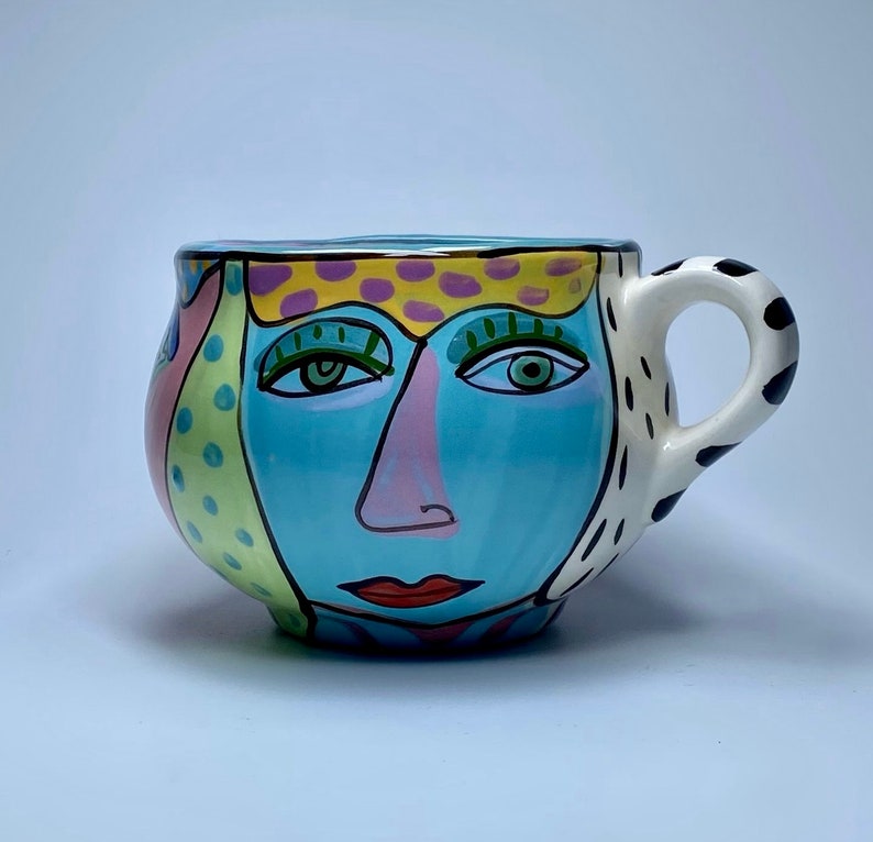 Vintage Wendy Ide Williams Postmodern Studio Ceramic Faces Mug - Etsy