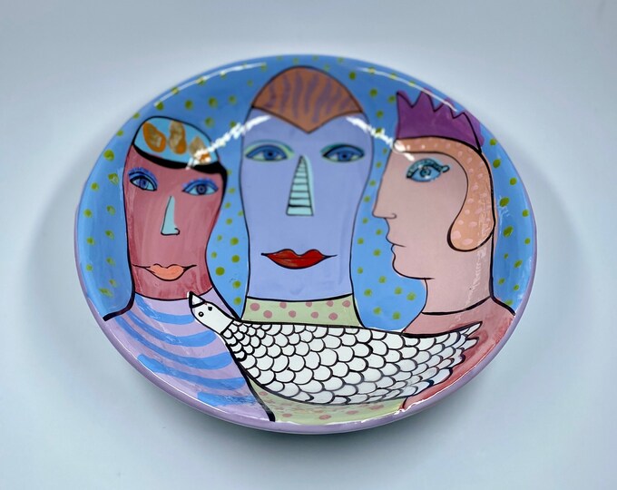 Vintage Wendy Ide Williams Postmodern Faces Bowl 9" - Etsy