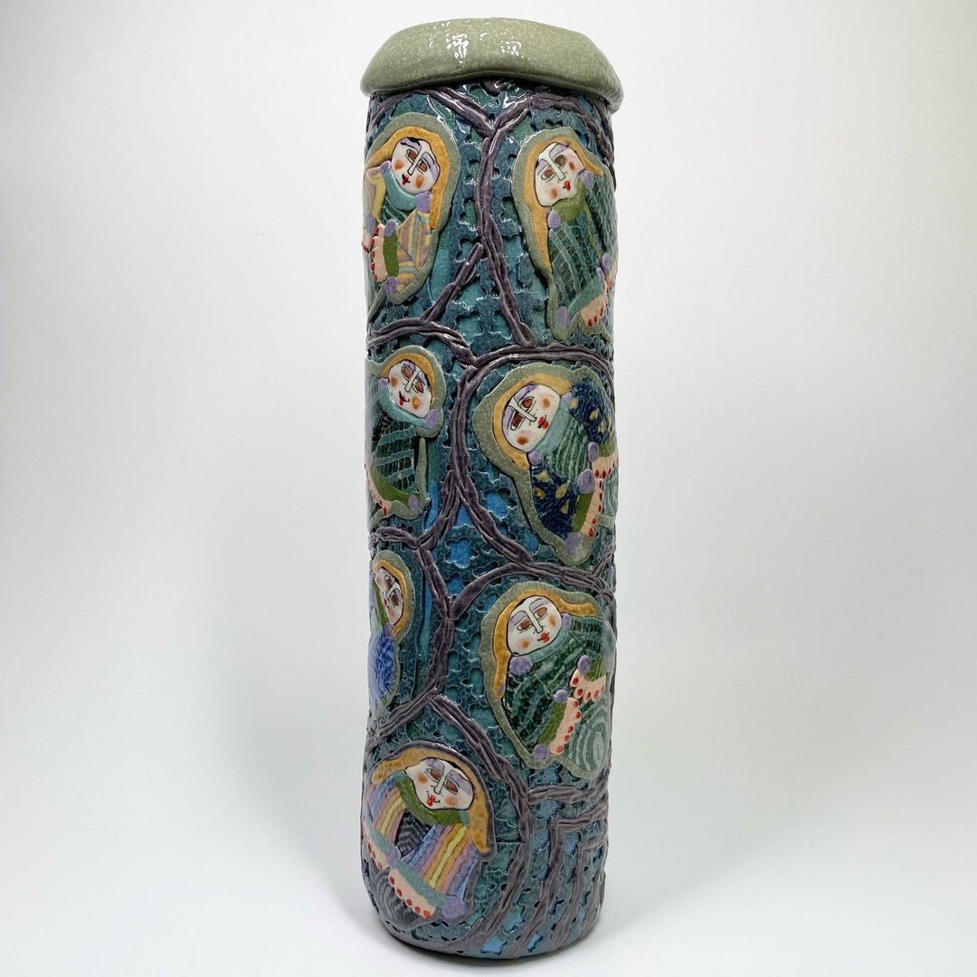 Vintage Jane Peiser Tall Ceramic Vase Botanical - Etsy