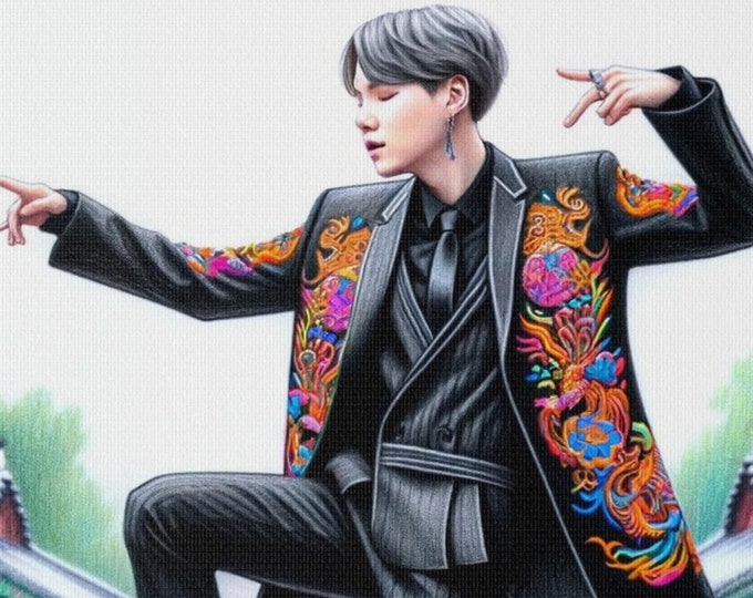 Suga Inspired Canvas Print - Ddaeng BTS Art, Eco-friendly Matte With ...