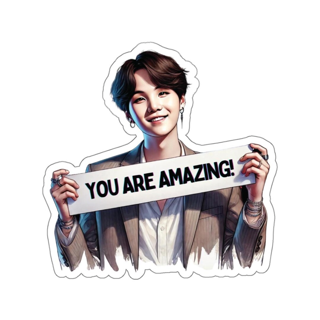 Customizable Yoongi Sticker Holding a Sign | Personalized BTS Fan Gift ...