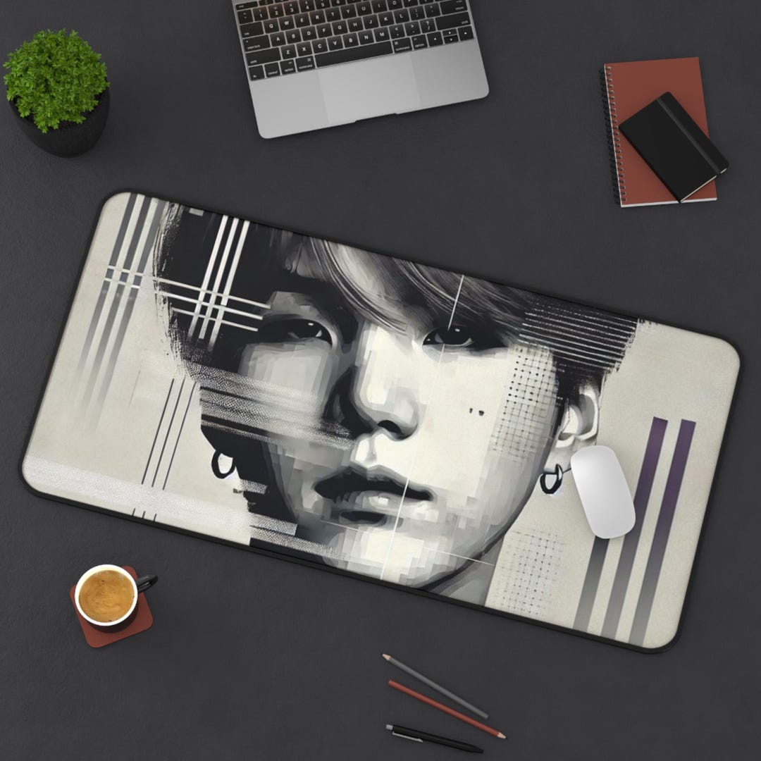 Yoongi Black & White Desk Mat | SUGA Pad | K-pop Office Decor | Agust D ...