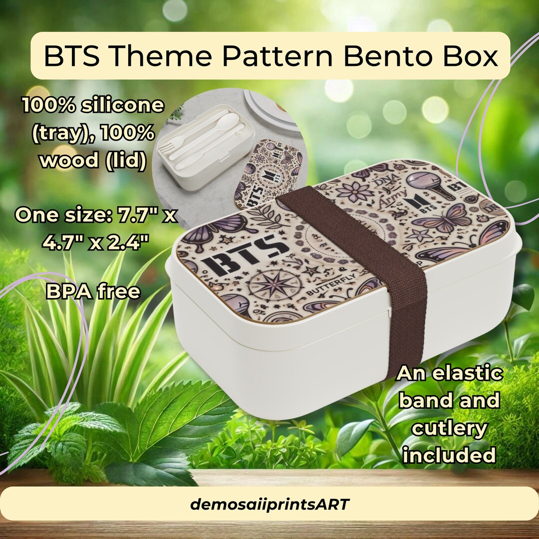 BTS Themed Pattern Bento Lunch Box Kpop Fan Gift Collectible Portable ...
