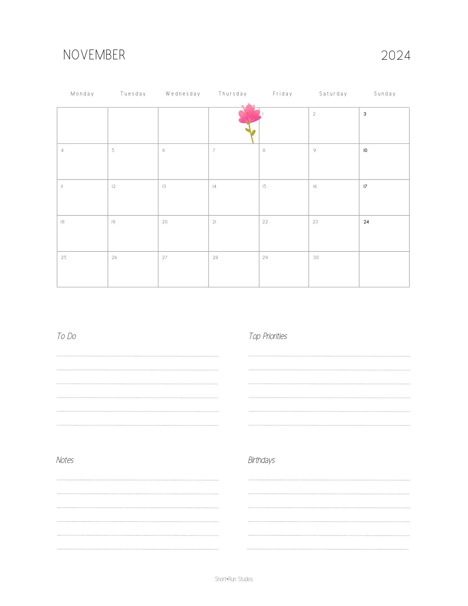Printable 2024 Monthly Calendar - Etsy