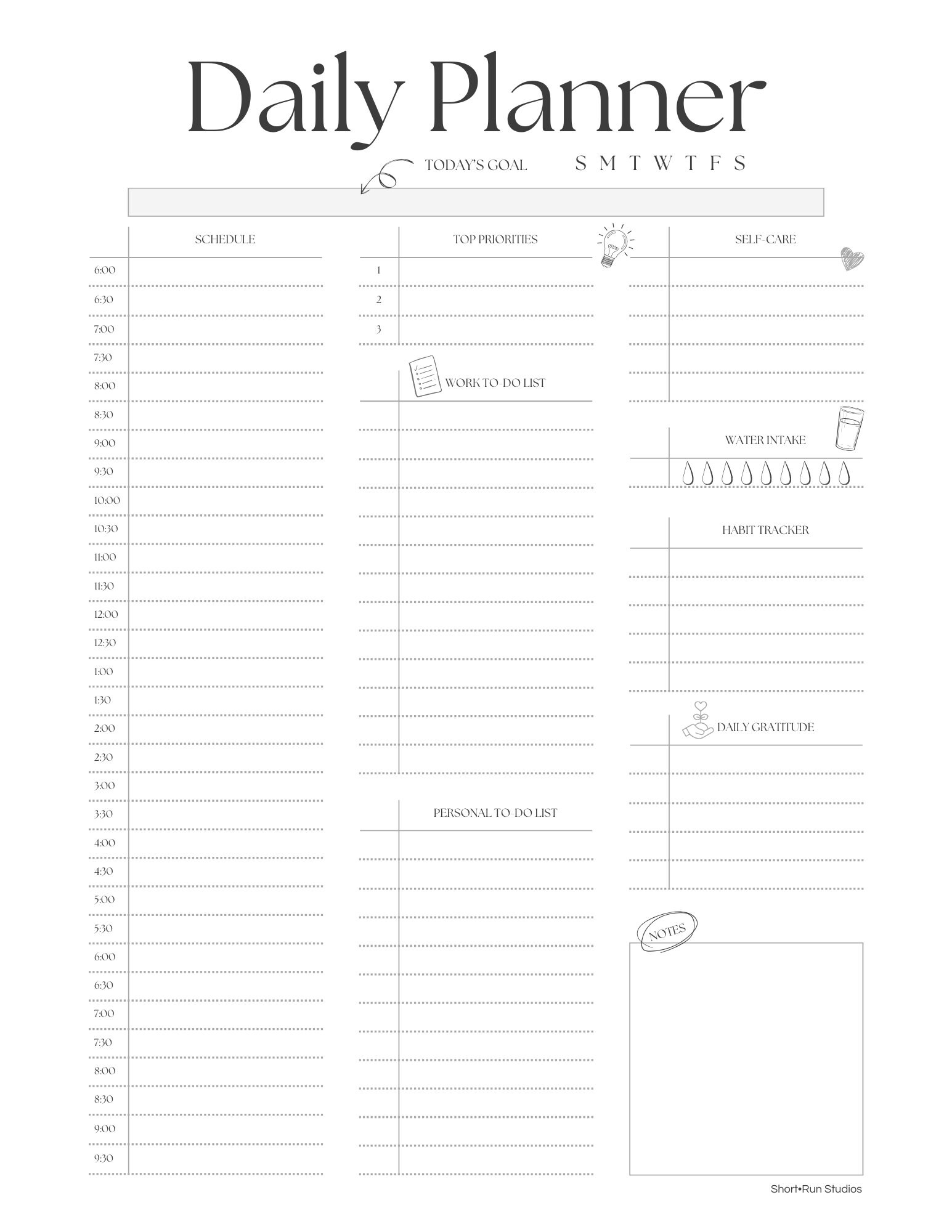 Daily Planner (2 Page) - Etsy