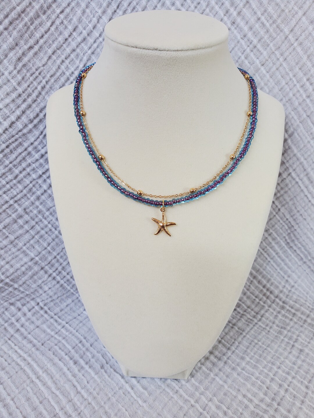 Double Layered Starfish Seed Bead Choker Necklace - Etsy
