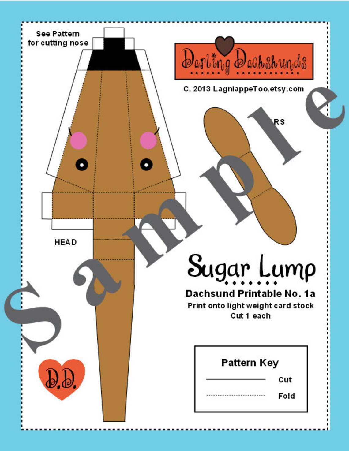 Paper Doll _ DACHSHUND _ Dog Pattern & Printable _ 3-D Paper Craft ...