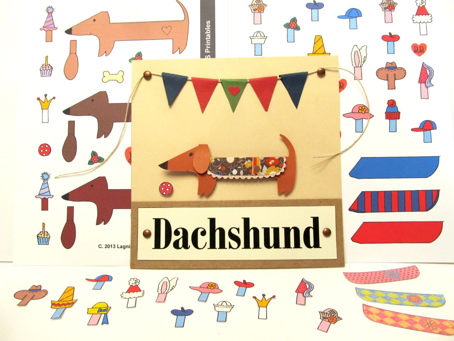 Dachshund Dog _ Paper Craft _ Dog ART With Interchangeable Outfits ...